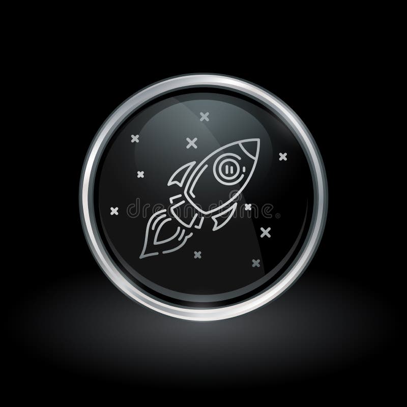 Galactic Spacecraft Icon Inside Round Silver and Black Emblem Stock ...