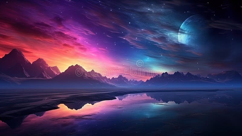 Galactic Sunset Space Shades on the Horizon Stock Illustration ...