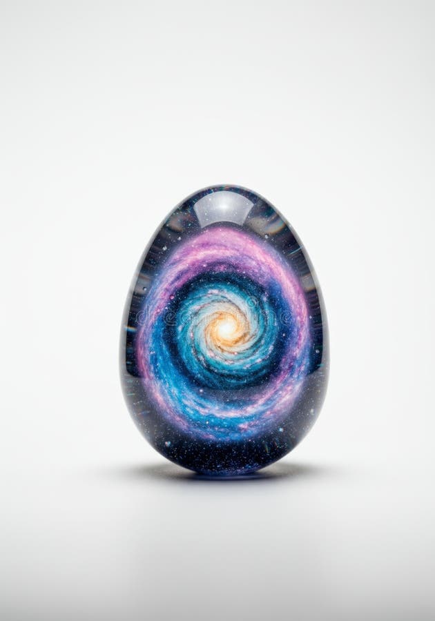 Galactic Swirl in Glass Egg: Cosmic Art and Abstract Design Stock Image ...
