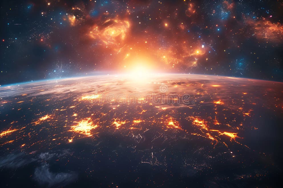 Galactic System with Sun Shining. Stock Photo - Image of shining, orbit ...