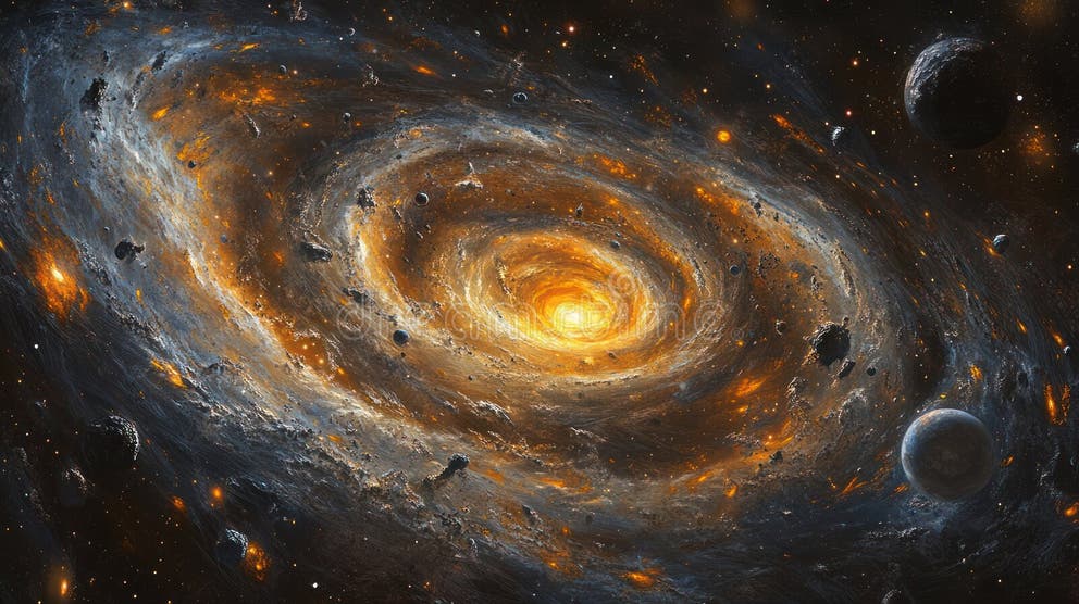 Galactic Vortex with Space Debris and Celestial Objects - Vibrant and ...