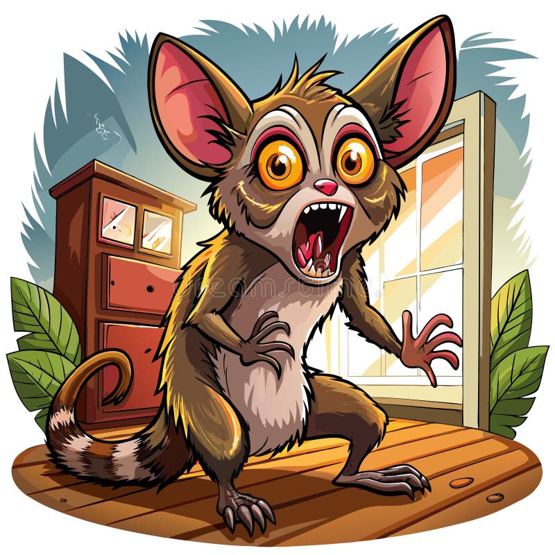 Galago Monkey Helpless Screams Room Vector Stock Vector - Illustration ...