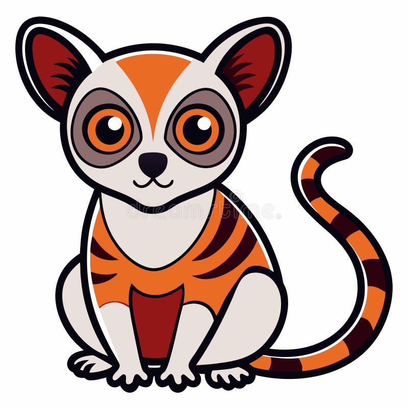 Galago Monkey Knocks Kawaii Stock Vector - Illustration of drawing ...