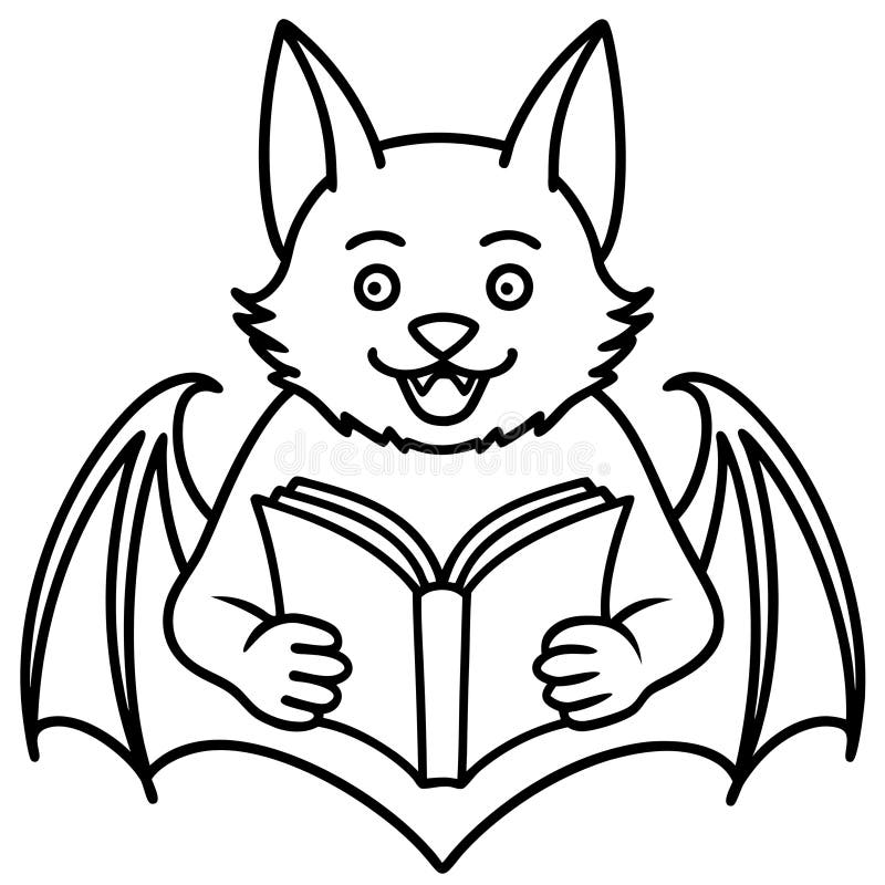 Galapagos Hoary Bat Reading Icon Vector Stock Vector - Illustration of ...