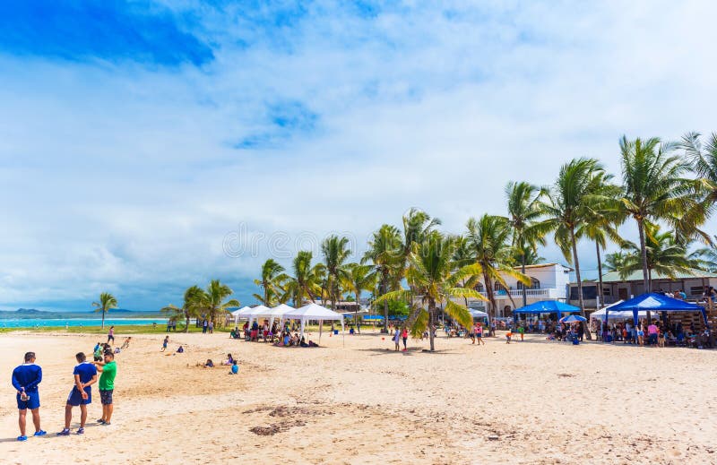GALAPAGOS ISLAND, ISLA ISABELA - JULY 2, 2019: Group of People on a ...