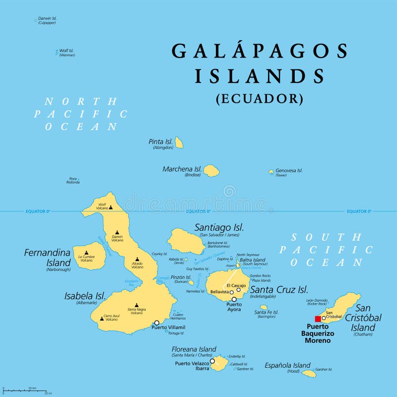 Galapagos Islands map stock illustration. Illustration of heritage ...