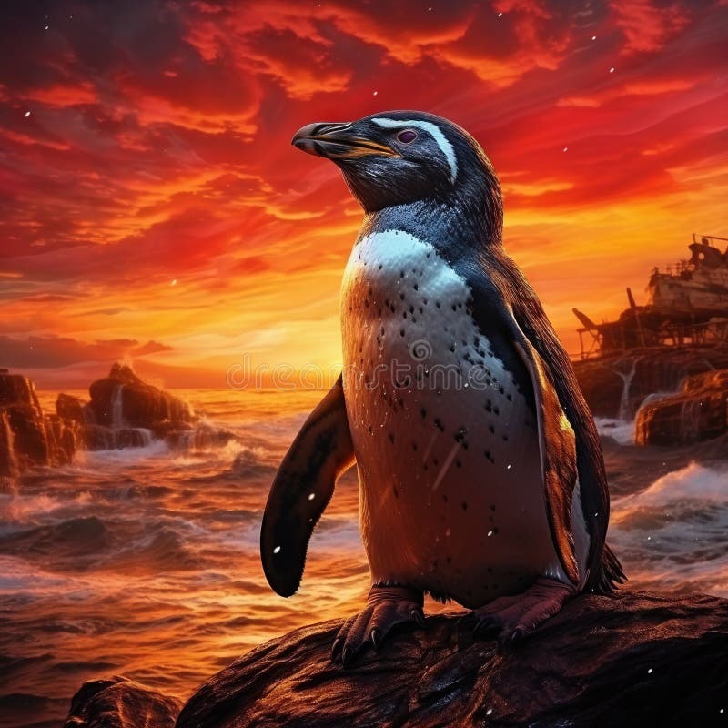 Galapagos penguin stock illustration. Illustration of galapagos - 293681303