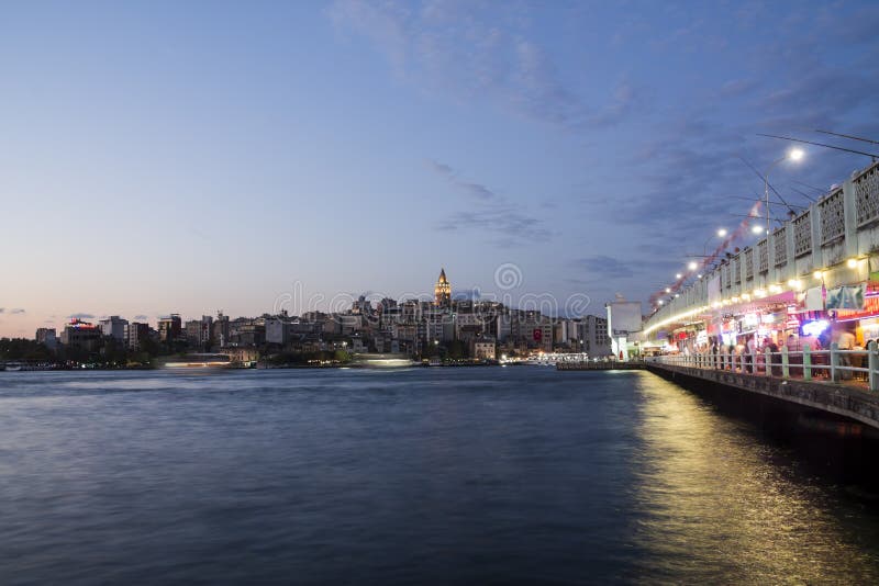 Galata bridge and tower stock image. Image of light, bridge - 35075443