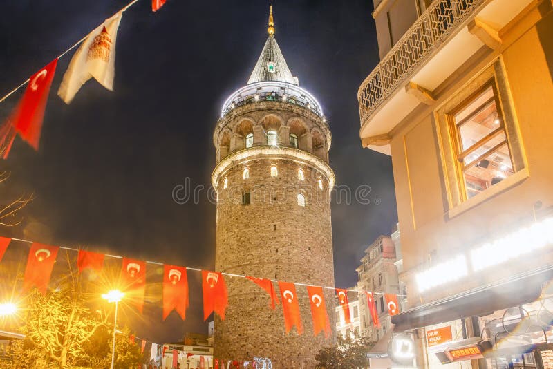 Galata Tower in Istanbul - Night View Stock Image - Image of view ...