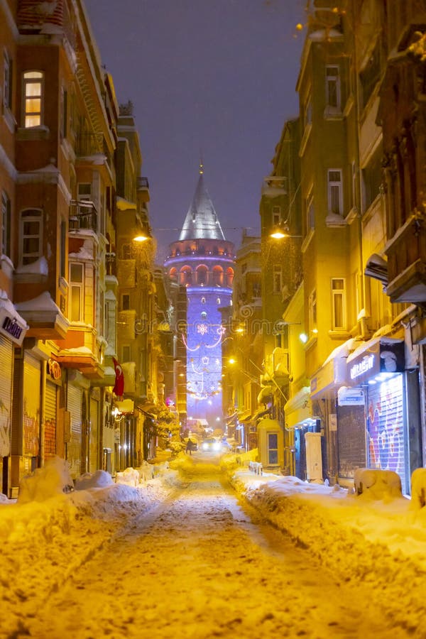 View of Snowy Istanbul from Galata Tower Editorial Photo - Image of ...