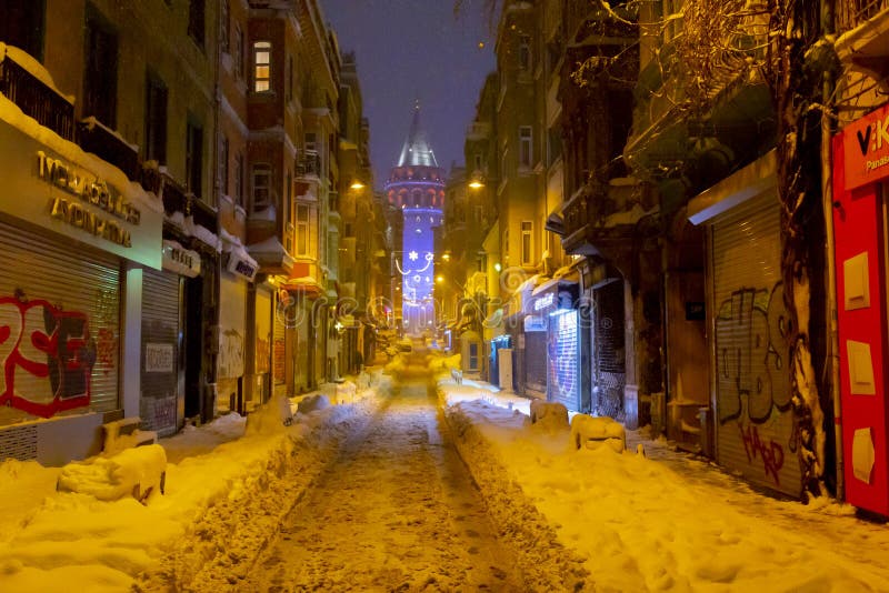 View of Snowy Istanbul from Galata Tower Editorial Stock Photo - Image ...