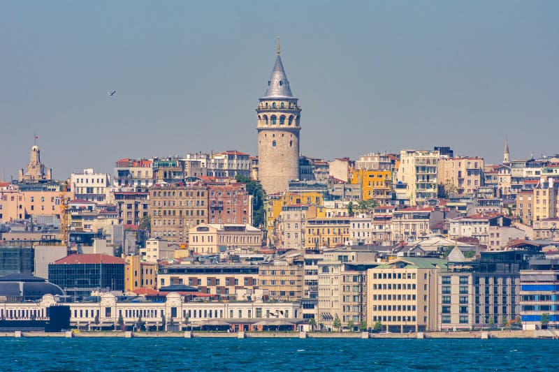 Galata Tower Over Old Town, Istanbul, Turkey Stock Photo - Image of ...
