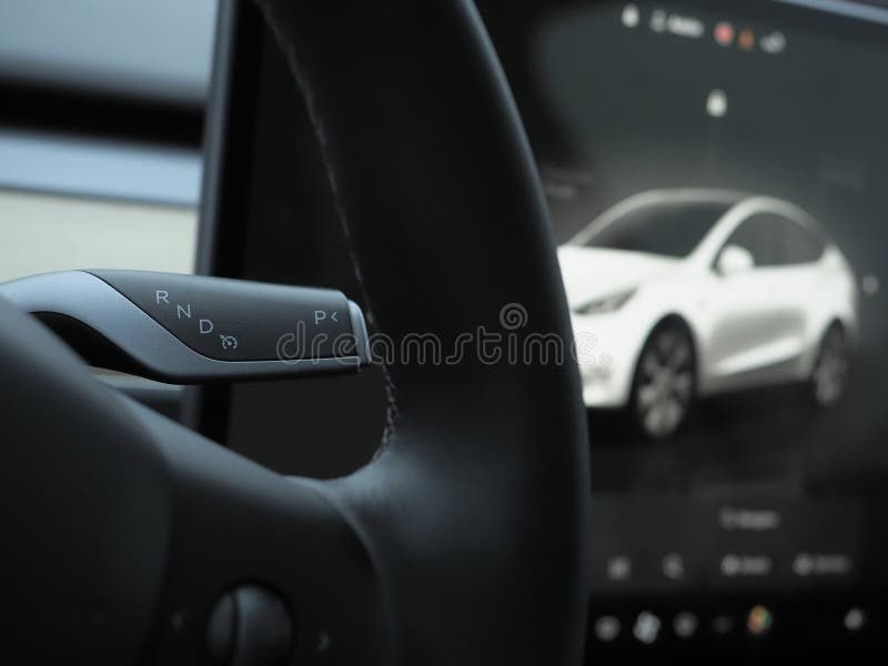 Galati, Romania - December 26, 2024: Tesla Gear Shift on a Tesla Model ...