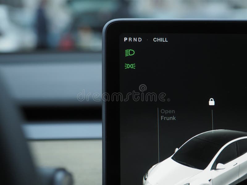 Galati, Romania - December 26, 2024: Tesla Model Y Display with Focus ...