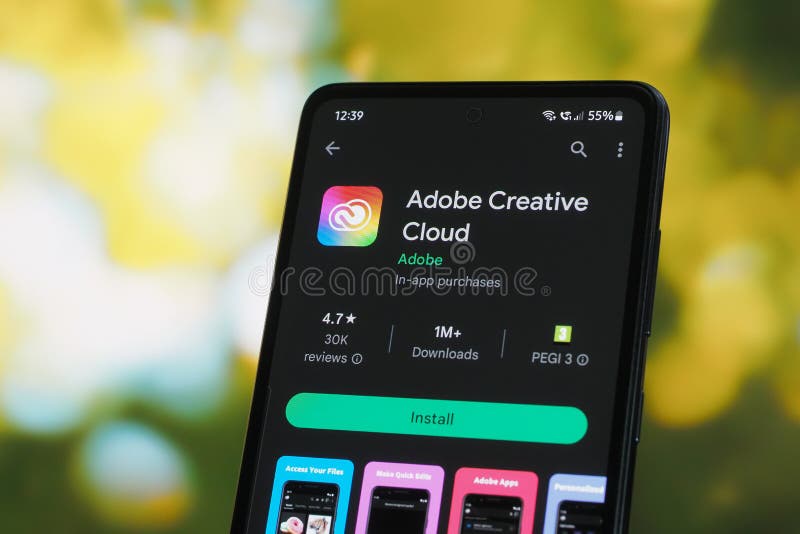 Galati, Romania - July 11, 2022: Adobe Creative Cloud Application Available on Google Play Store ...