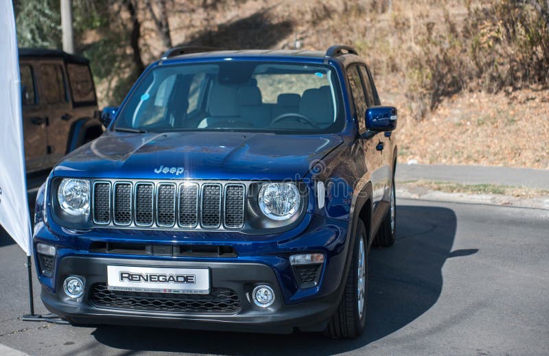 Galati, Romania - September 15, 2019: Blue Jeep Renegade Facelift Front ...