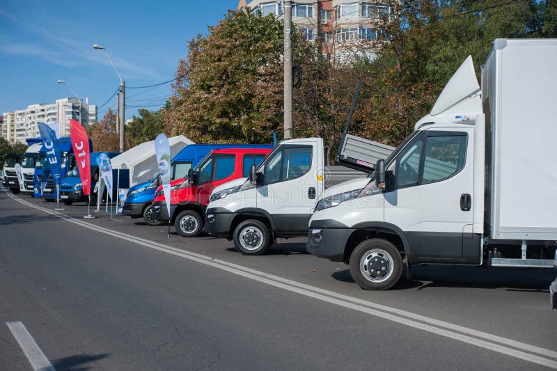 Galati, Romania - September 13, 2019: White Iveco daily Fleet Front ...
