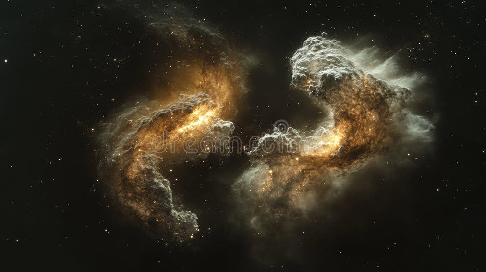 Galaxies Interacting in a Celestial Dance of Light and Color Stock ...