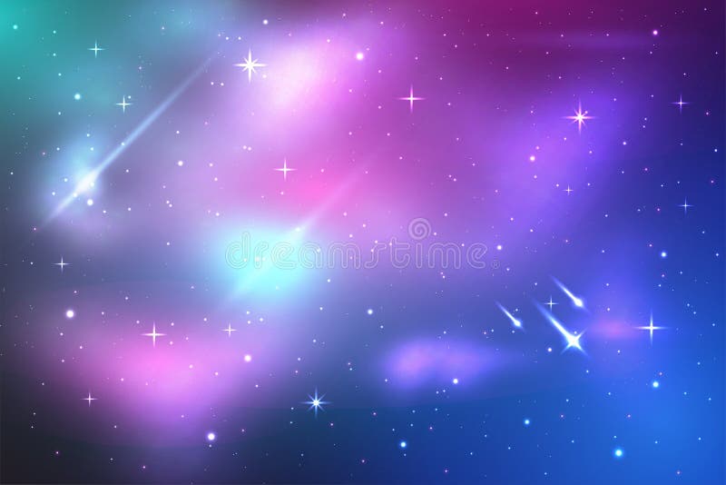 Galaxy Background with Falling Star, Vector Space Galaxy Illustration ...