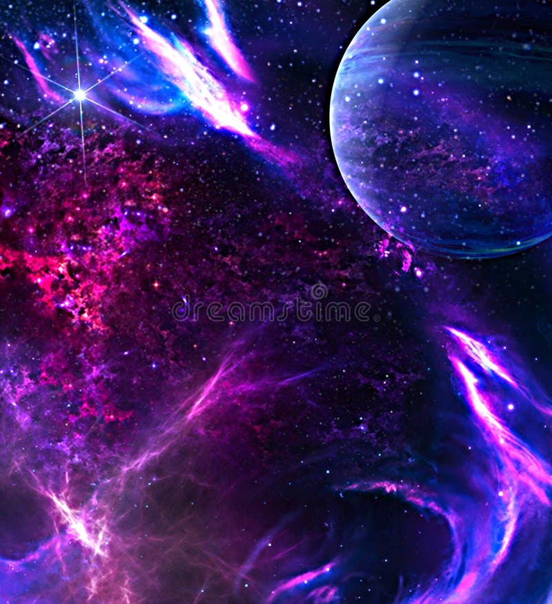 Galaxy Background With Planet Stock Illustration - Illustration of ...