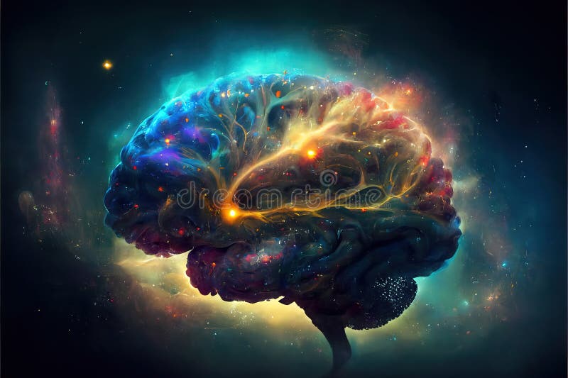 Galaxy Brain Witch Creative Ideas. Generative AI Illustration Stock ...