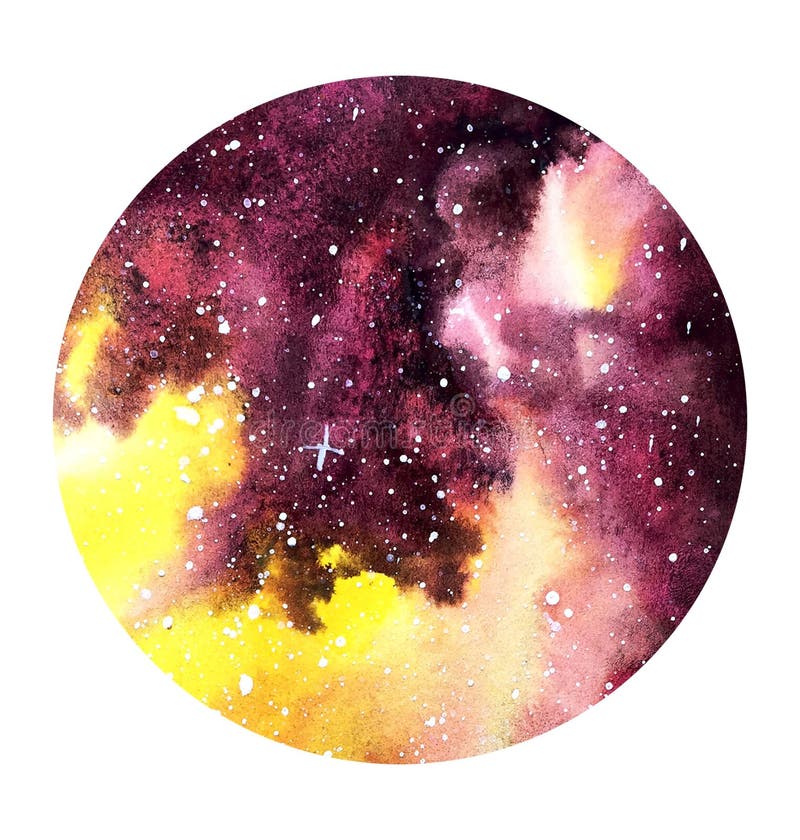 Pink Circle Galaxy Watercolor Illustration Round Stock Illustration ...