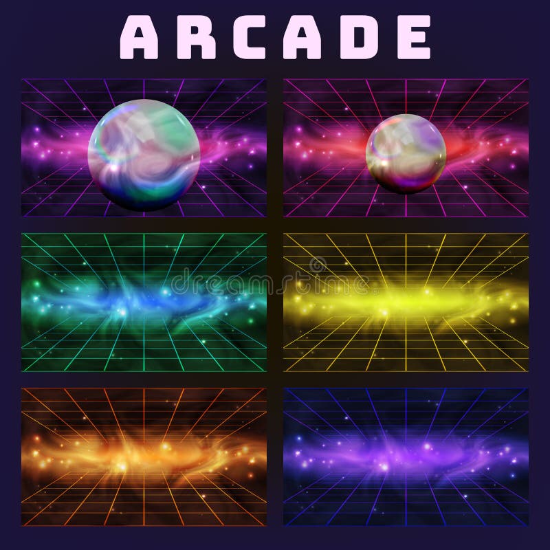 Galaxy Collection on Arcade Background Set Vector Stock Vector ...