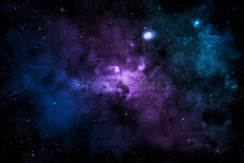 Galaxy with Colorful Nebula, Shiny Stars and Clouds Stock Illustration ...