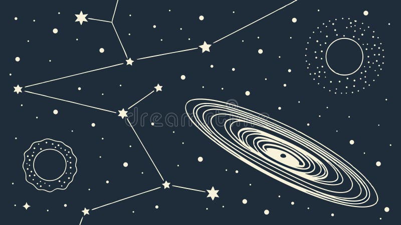 Galaxy Constellation Scene, Cosmic Space Design Vector Design ...