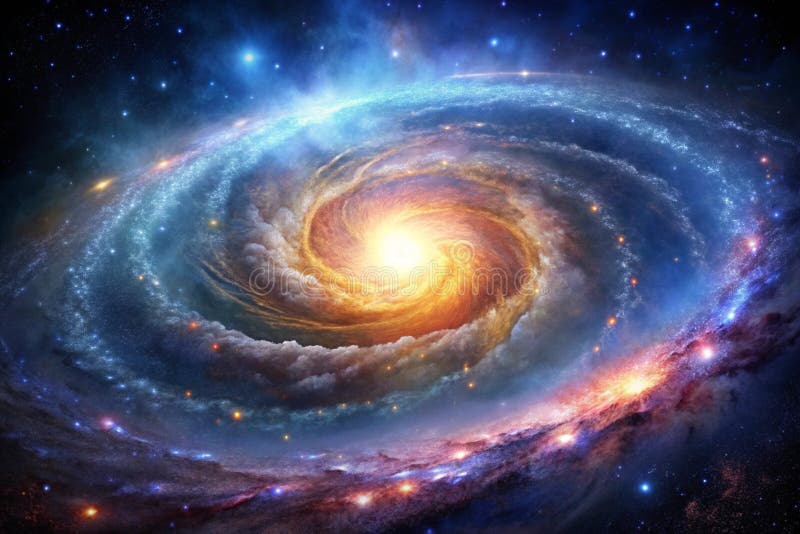 Galaxy Core Nebula in Deep Space Art Illustration Stock Illustration ...