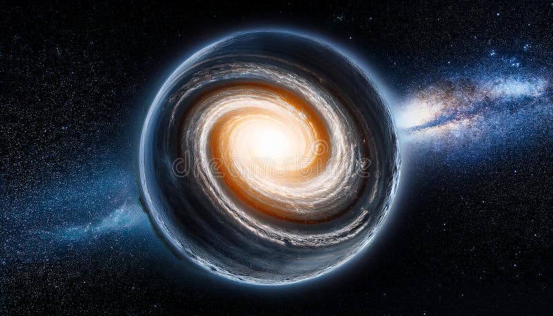 Galaxy Core in Space on Black Background Stock Illustration ...