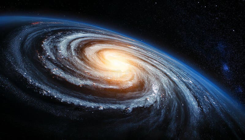 Galaxy Core in Space on Black Background Stock Illustration ...