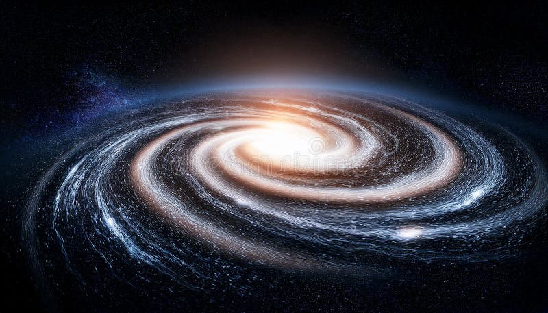 Galaxy Core in Space on Black Background Stock Illustration ...