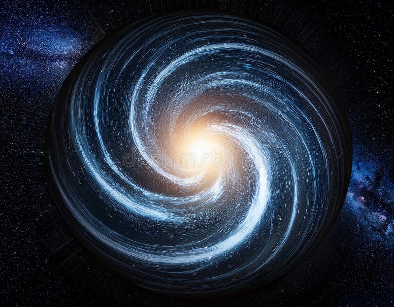 Galaxy Core in Space on Black Background Stock Illustration ...