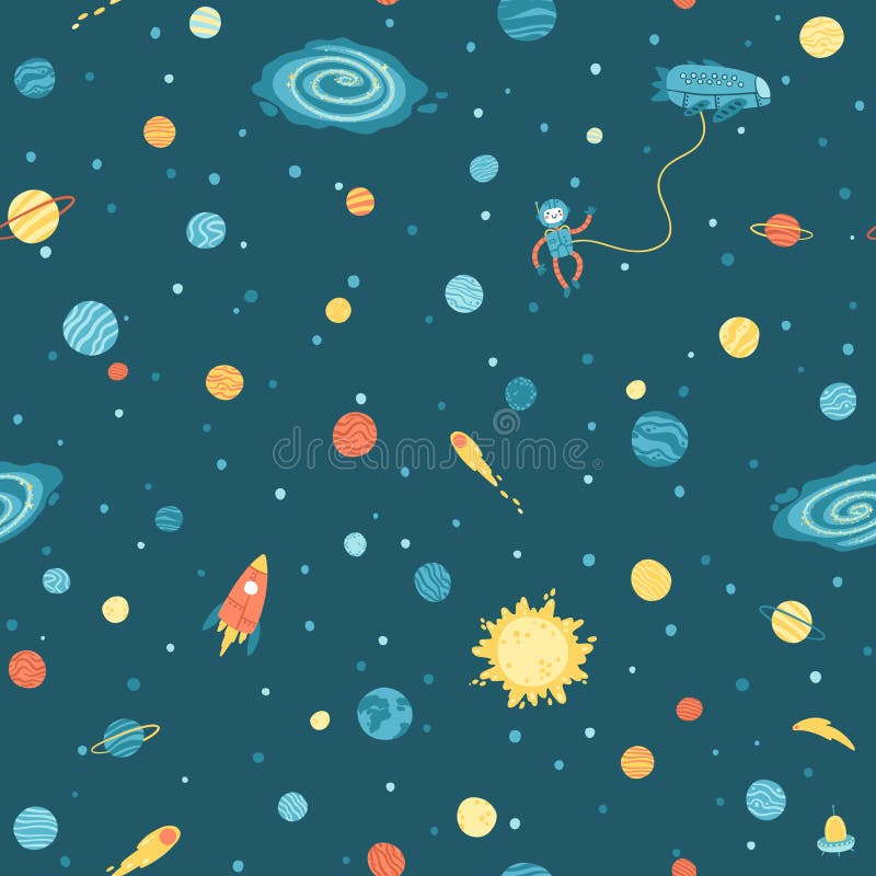 Galaxy Cosmic Seamless Pattern with Planets, Stars and Comets ...