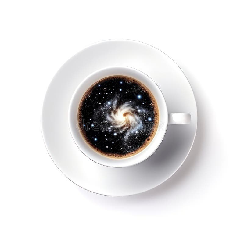 Galaxy in the Cup of Coffee, Top View, Isolated Stock Image - Image of ...
