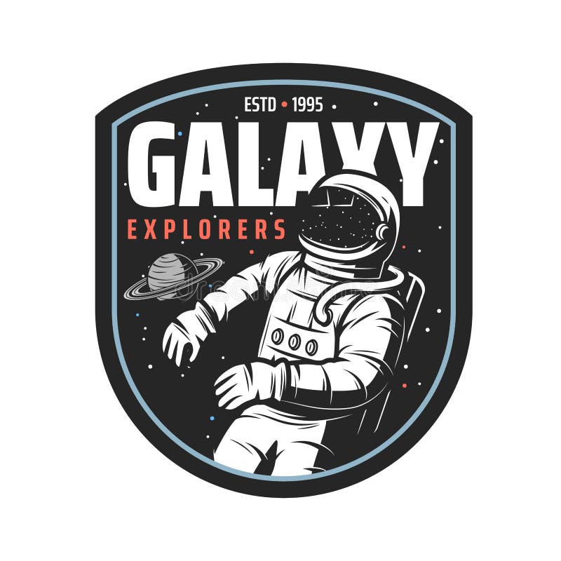 Galaxy Explorers Icon Vector Emblem with Astronaut Stock Vector ...
