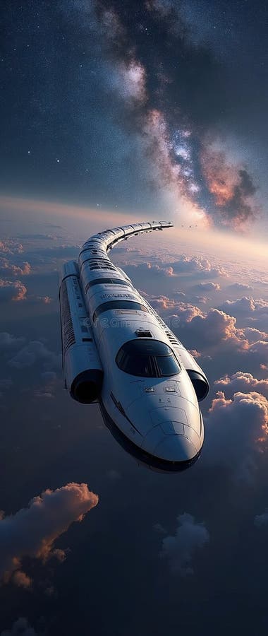 A Galaxy Express Train Spaceship Driving in an Outer Space with Milky ...