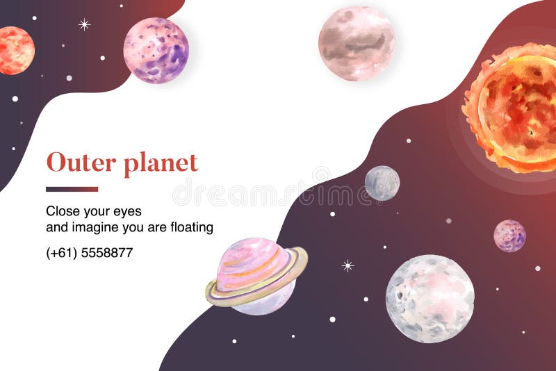 Galaxy Frame Design with Saturn, Venus, Pluto, Neptune Illustration ...
