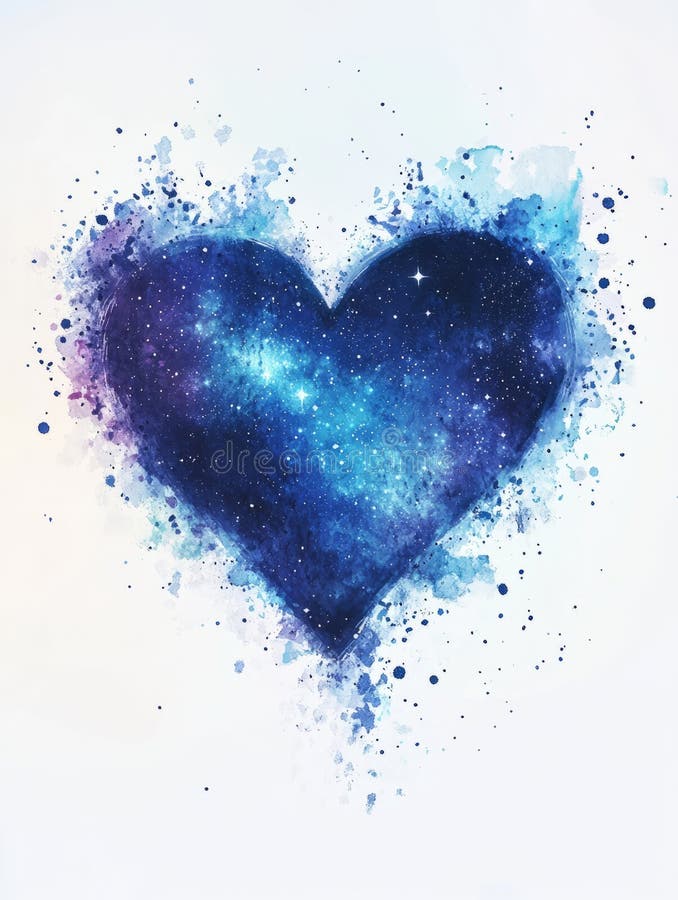 Galaxy Heart with Watercolor Effect and Starry Details. Stock Image ...