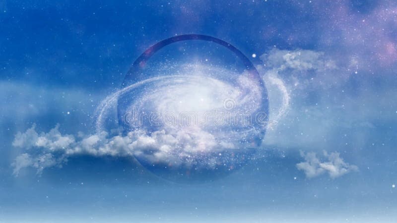 Galaxy Inside Crystal Ball. Clouds in the Sky Stock Video - Video of ...