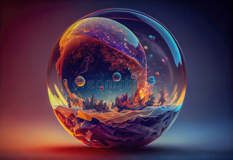 Galaxy Inside a Glass Sphere. the Generative Stock Illustration ...