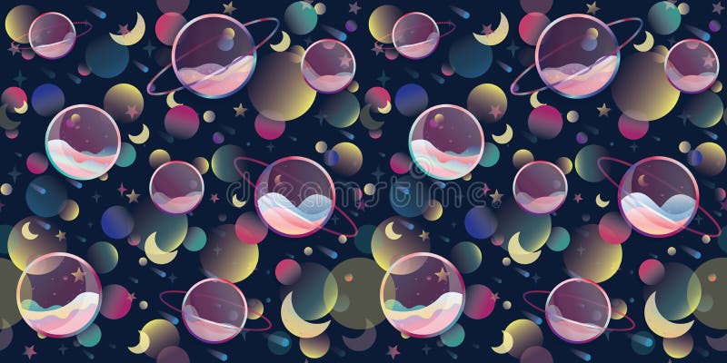 Galaxy, Intergalactic Seamless Repeat Pattern Background Stock Vector ...