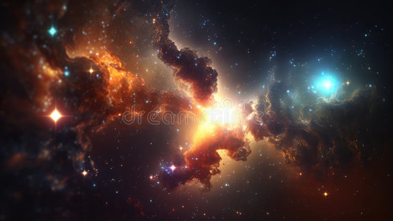 Galaxy Light and Space Scene with Nebula and Clouds with Stars in Deep ...