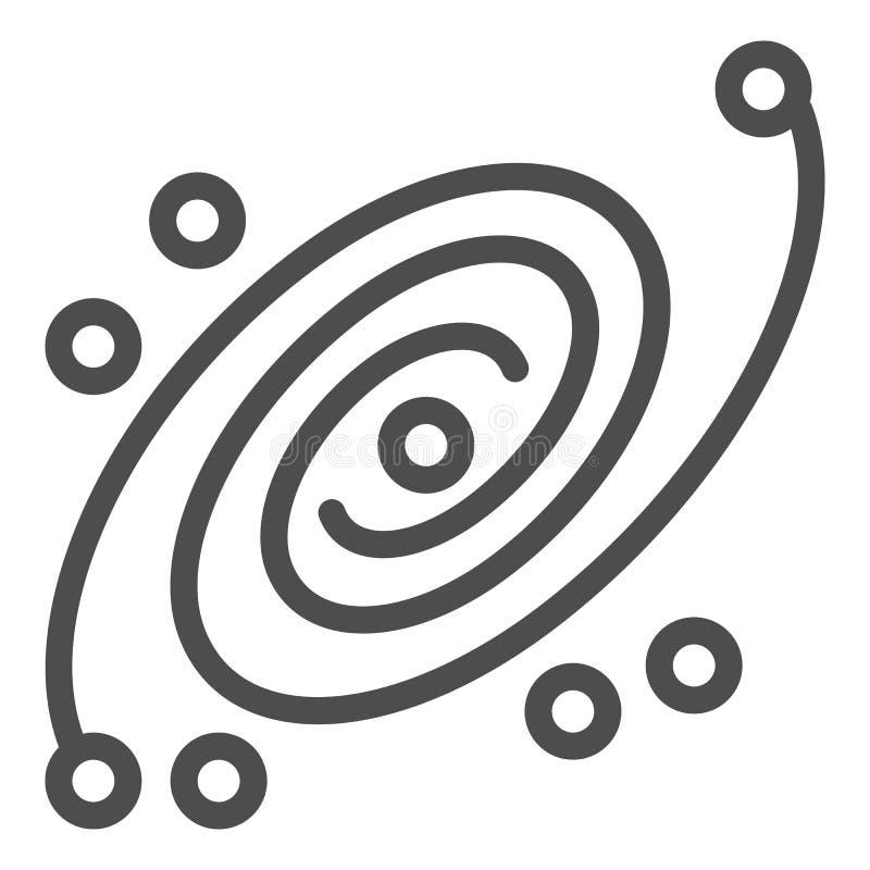 Galaxy Line Icon. Solar System with Planets and Satellites Outline ...