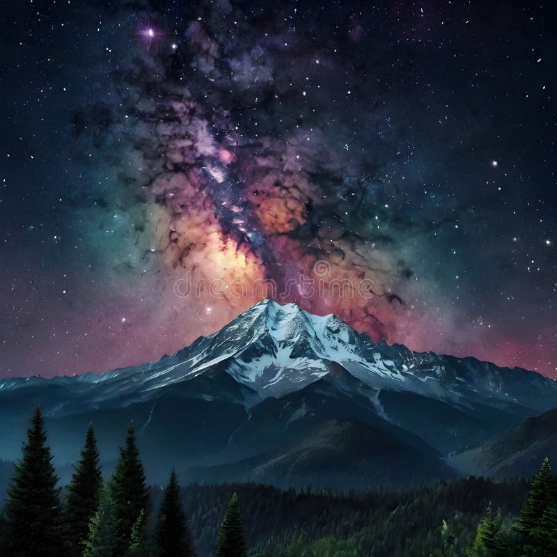 Galaxy Nature Aesthetic Background Starry Sky Mountain Remixed Media ...