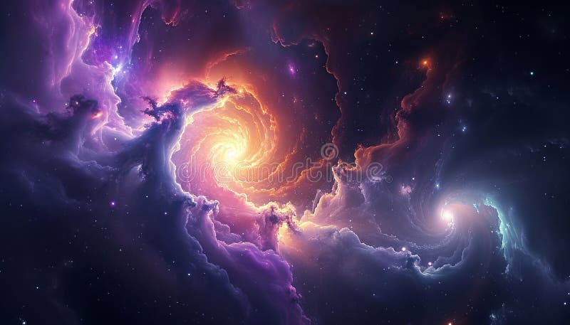 Galaxy Nebula Storm Desktop Background - Generative Ai Stock Illustration - Illustration of ...