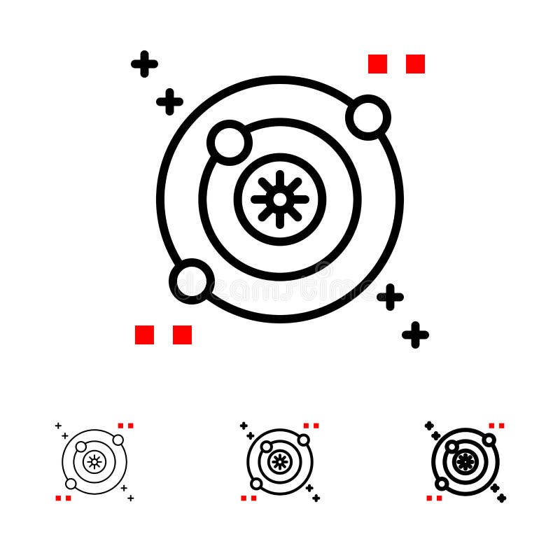 Galaxy, Orbit, Space Bold and Thin Black Line Icon Set Stock Vector ...