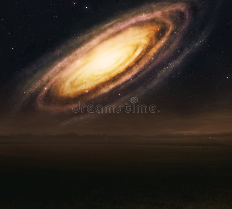 Galaxy over field. stock photo. Image of dust, landscape - 39138602