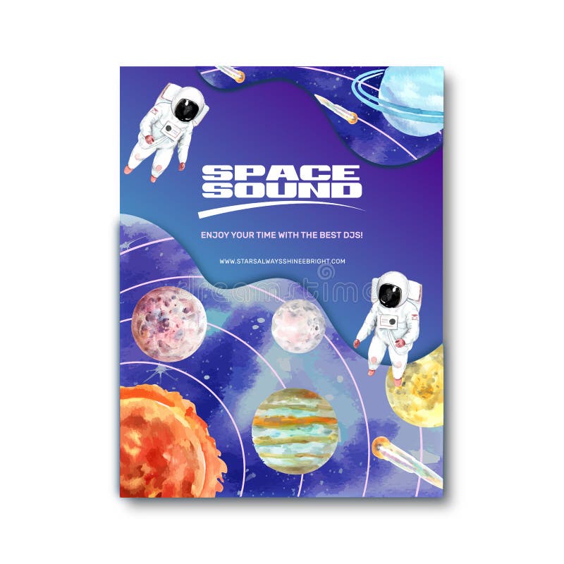 Galaxy Poster Design with Solar System, Astronaut Illustration ...